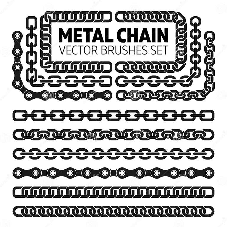 Metal Chain Links Vector Pattern Brushes Set Stock Vector ...