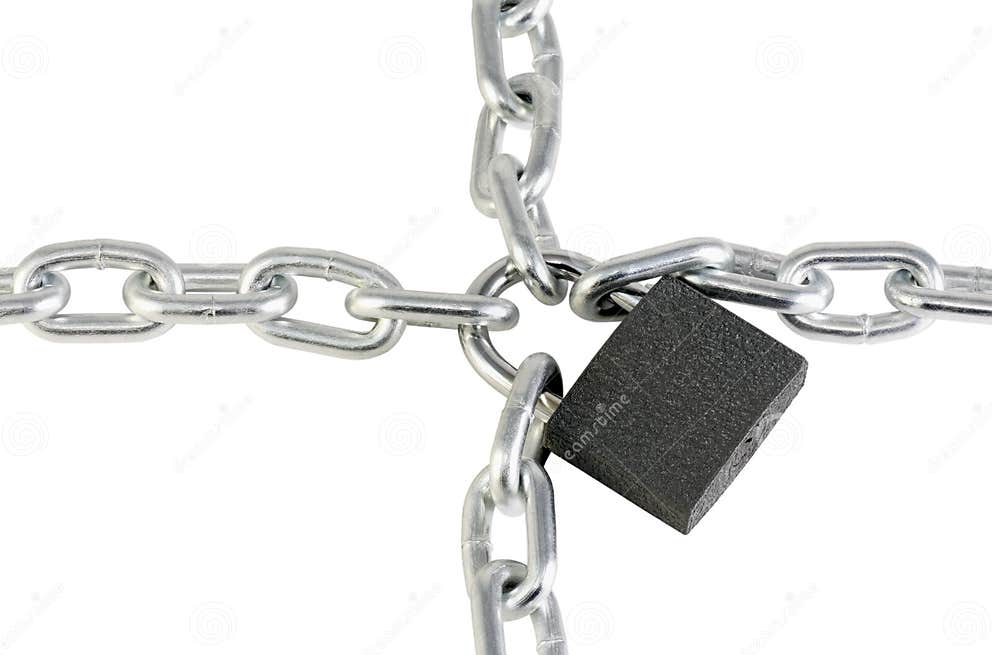 Metal chain and lock stock photo. Image of metal, isolated - 11123534