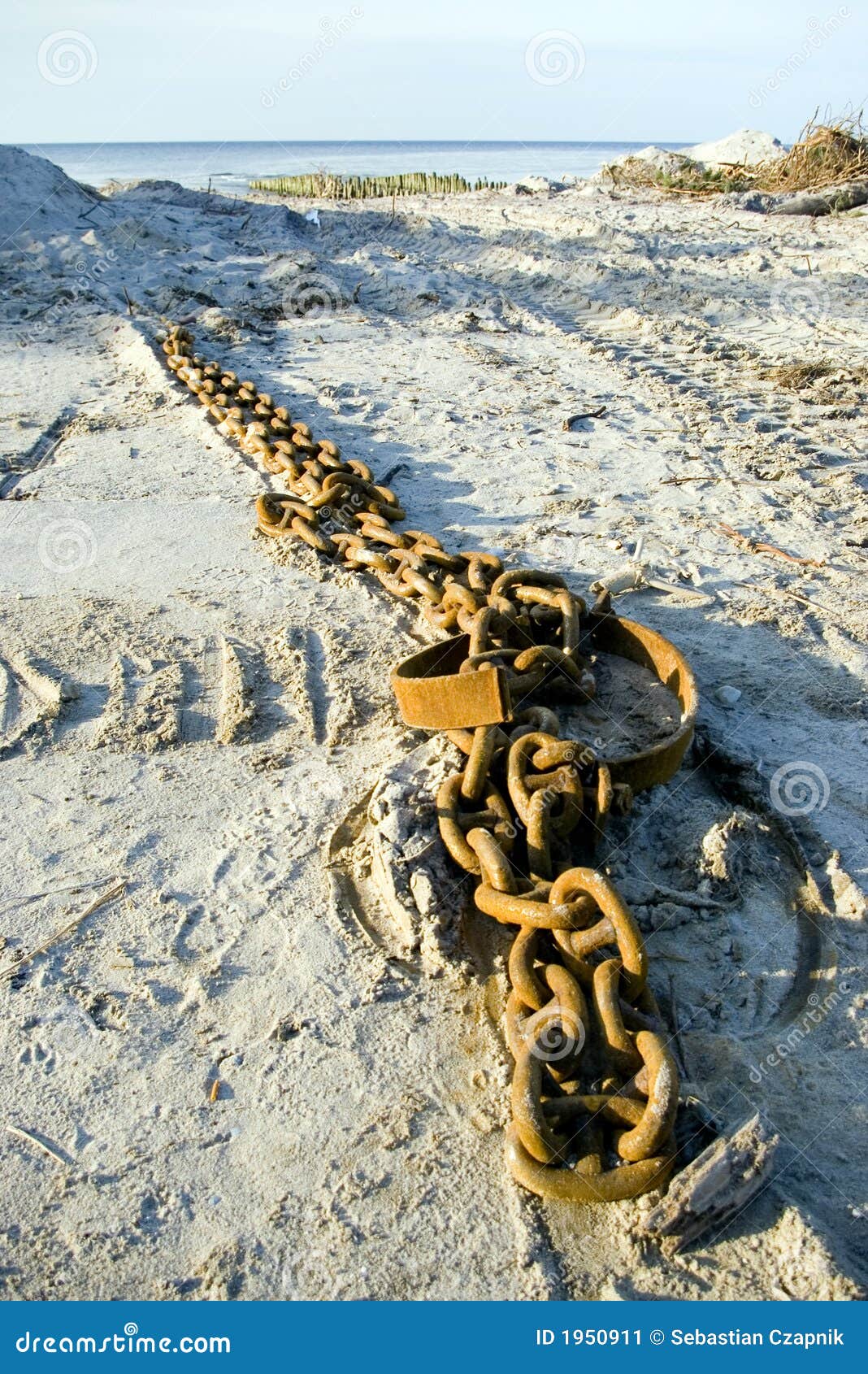 Metal Chain Lying on the Beach Stock Image - Image of away, seashore ...