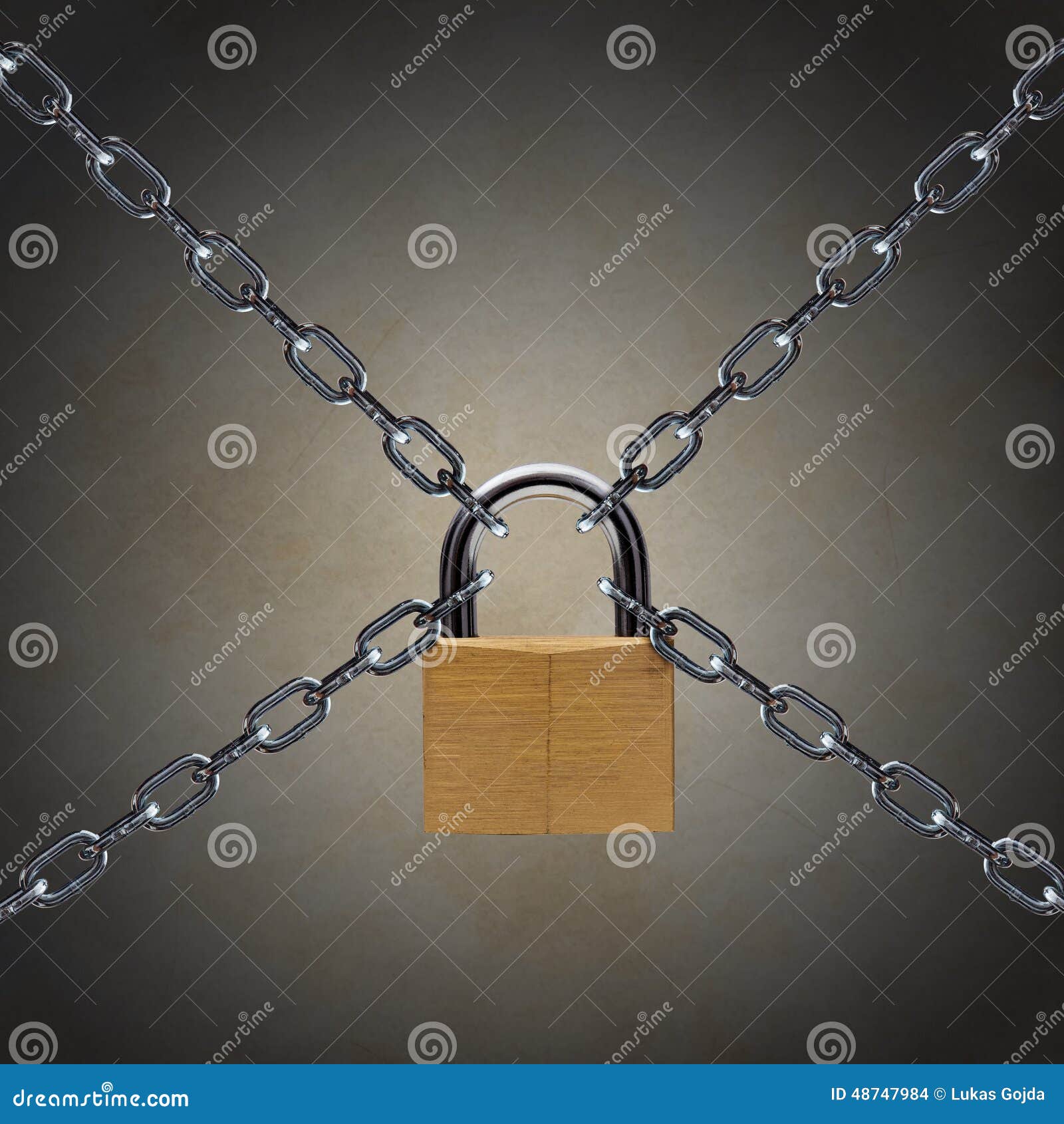 Metal chain and padlock stock photo. Image of stop, steel - 48747984