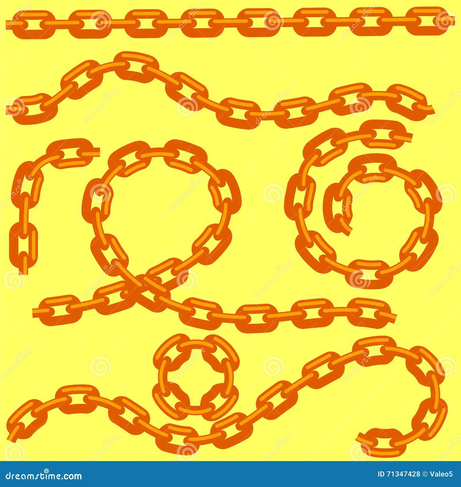 Metal Chain Set Isolated on Yellow Stock Vector - Illustration of ...
