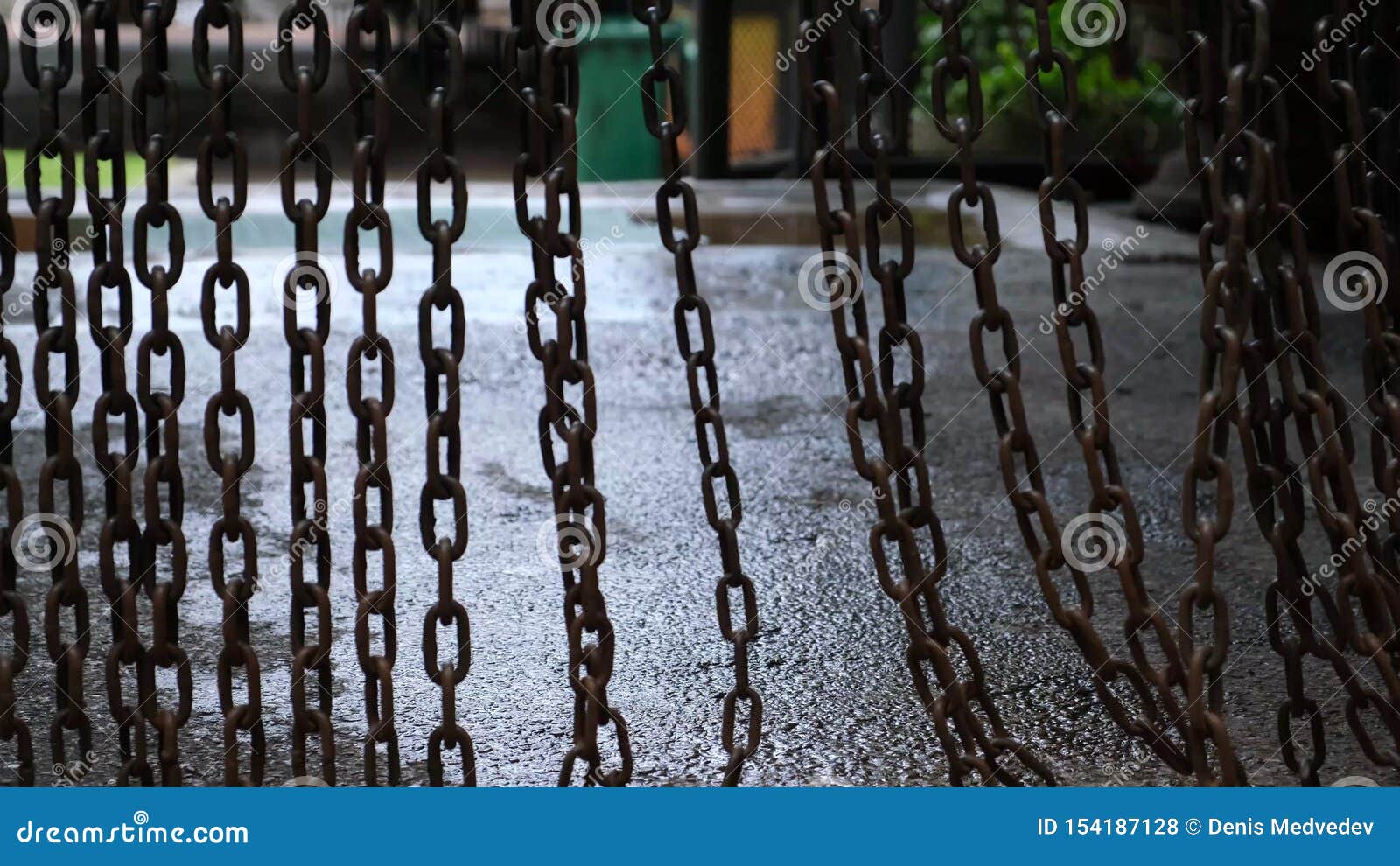 The Metal Chain is Swinging. Heavy Metal Chain Pendulum Moves Stock ...