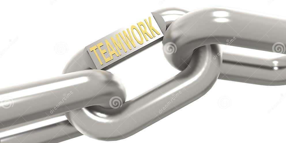 Metal Chain with Teamwork Word Stock Illustration - Illustration of ...