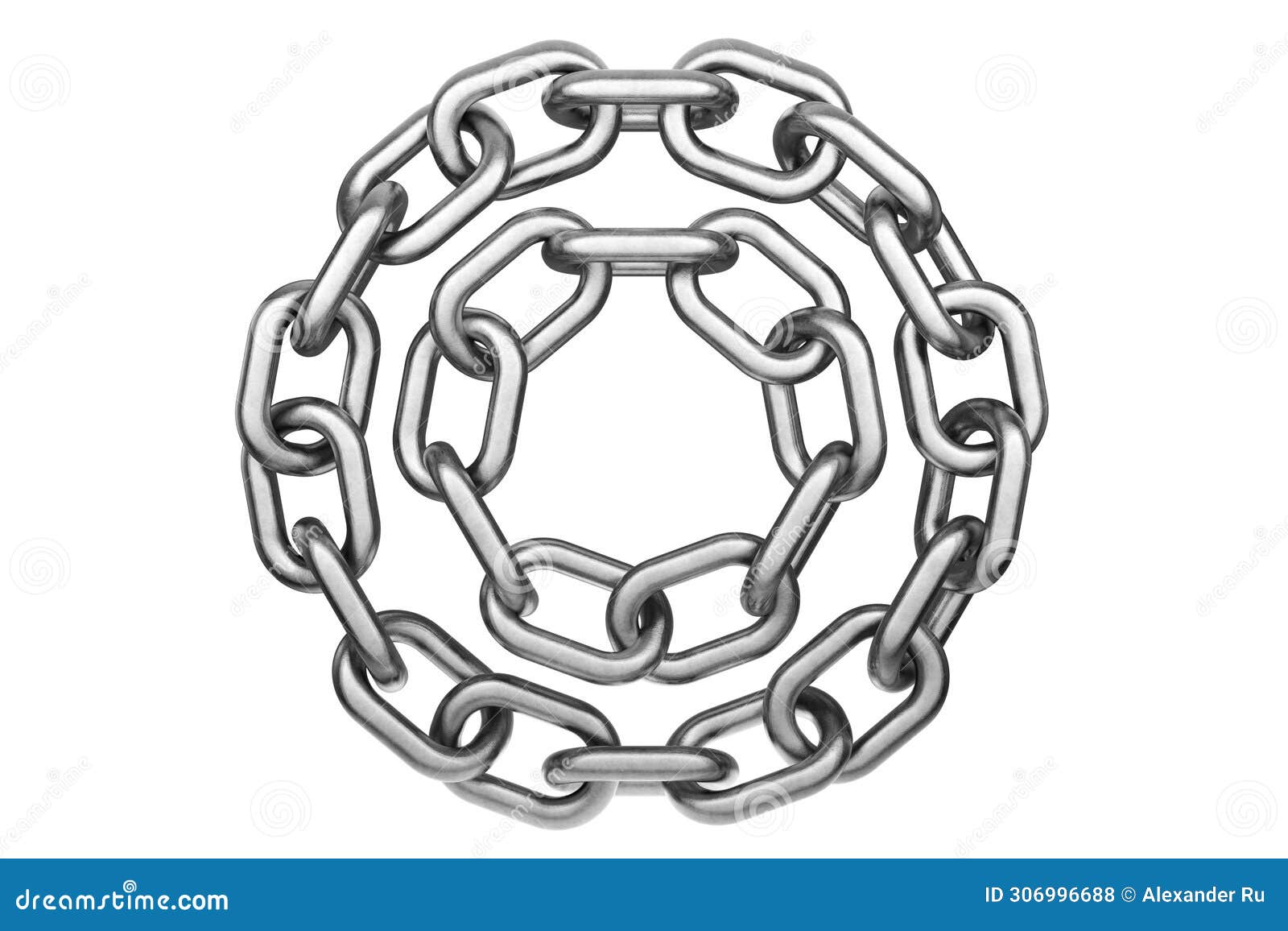 Metal Chain on a Transparent, White Background. Metal Chain Blank in a ...