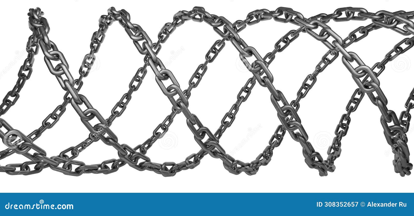 Metal Chain is Twisted into a Spiral. Preparation of a Metal Chain ...