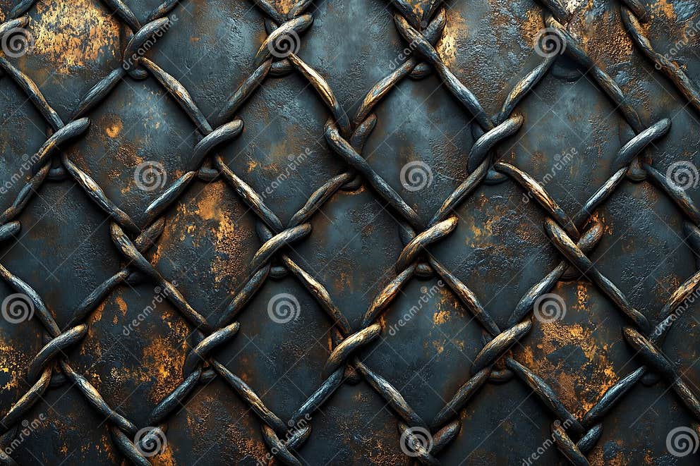 Metal Chainlink Design with a Rusty Surface Texture in an Industrial Setting Stock Photo - Image ...