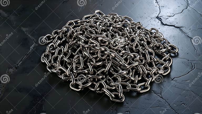 Metal Chains Tangled on a Dark Surface Create a Striking Visual Texture ...