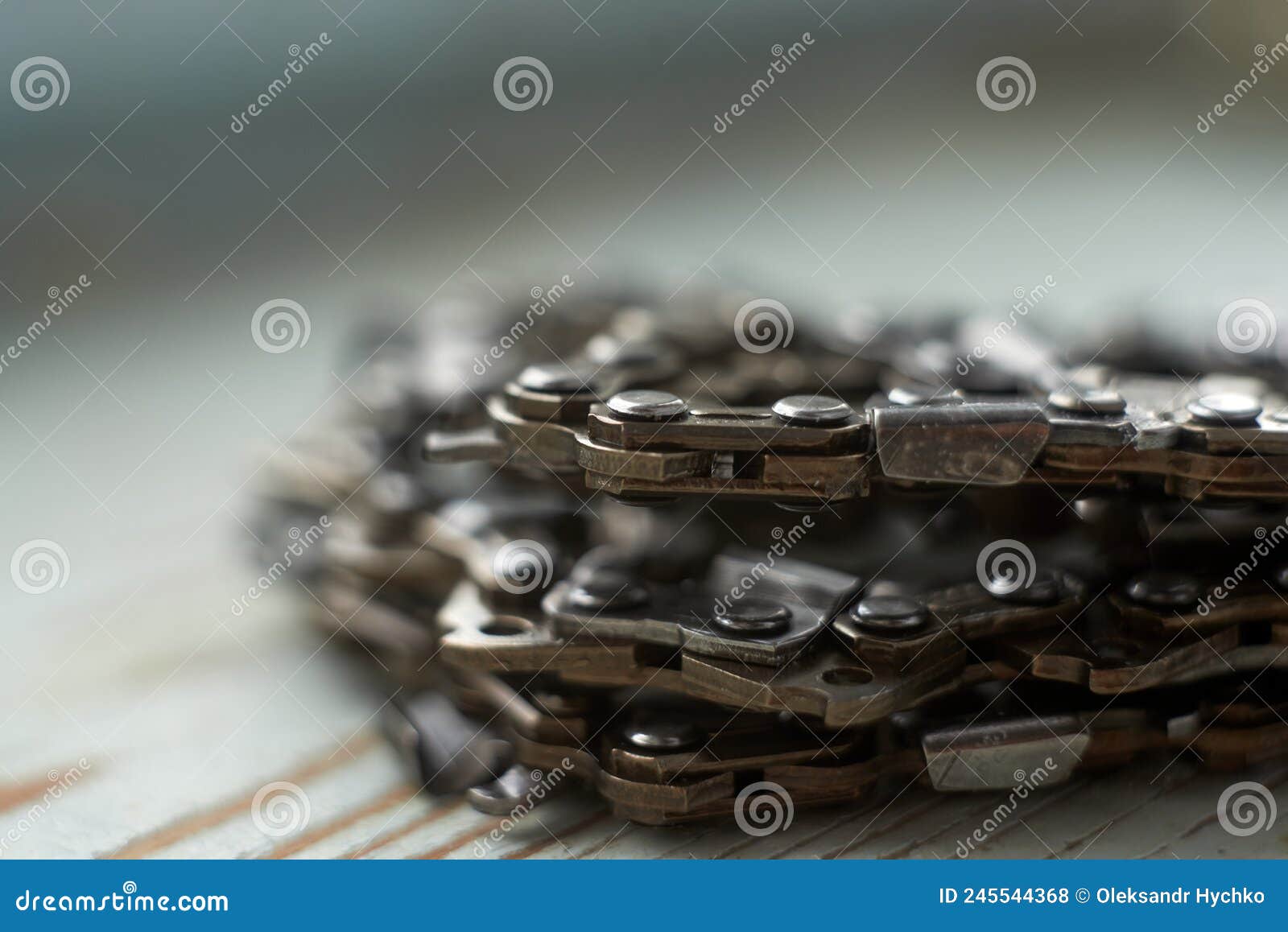Metal Chainsaw Chain with Sharp Teeth Close-up Stock Photo - Image of ...
