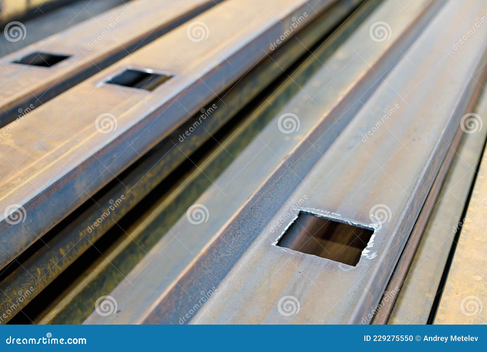 Metal Channel in Perspective. Square Cuts in Metal Construction Stock ...