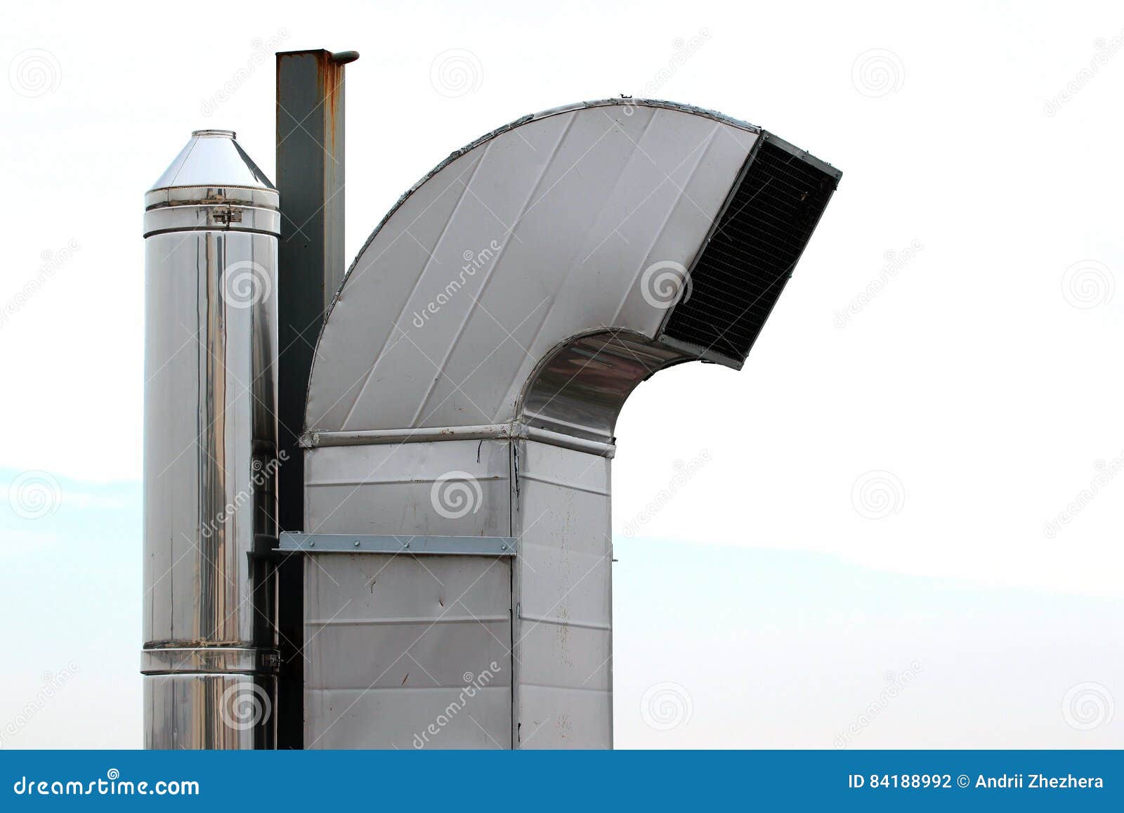 Metal Chimneys And Ventilation Pipes With Wind Deflectors Royalty-Free ...