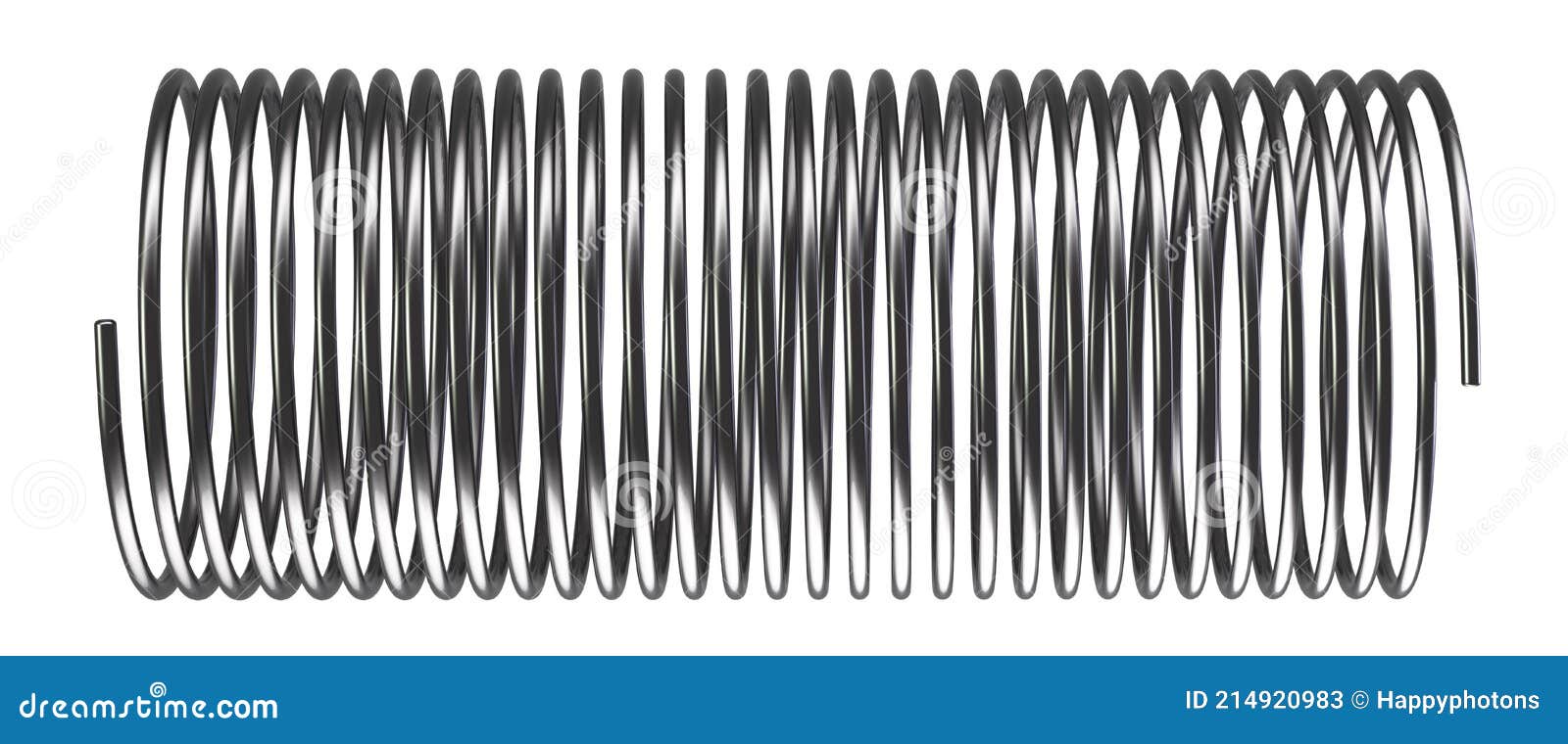 Metal Chrome Spring Close-up. Isolated on White Stock Illustration ...