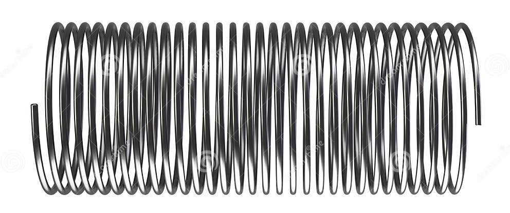 Metal Chrome Spring Close-up. Isolated on White Stock Illustration ...