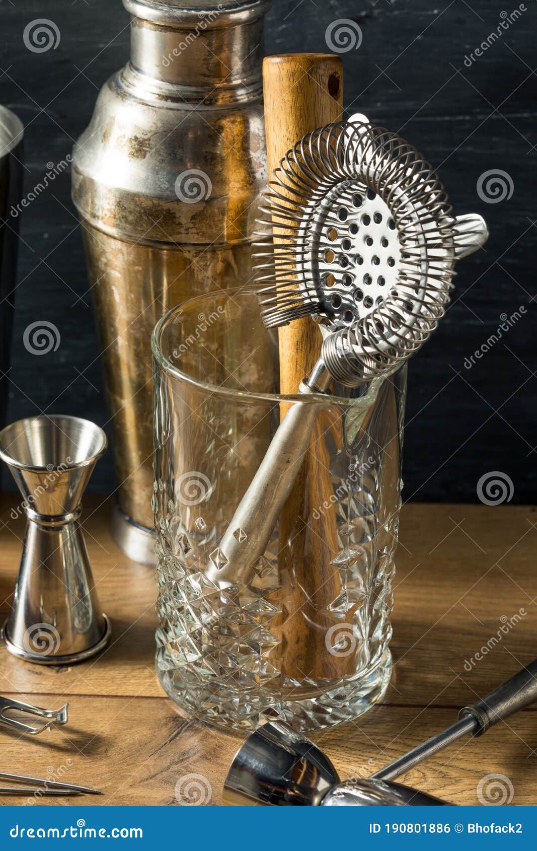 Metal Classic Bartender Bar Tools Stock Photo - Image of bartender ...