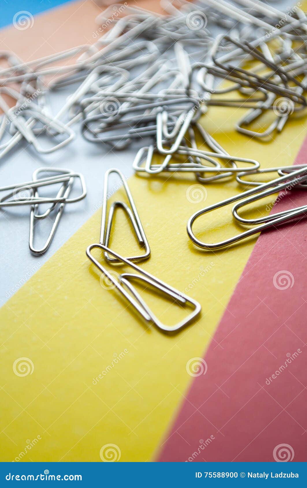 Metal clips on paper stock photo. Image of label, memo - 75588900