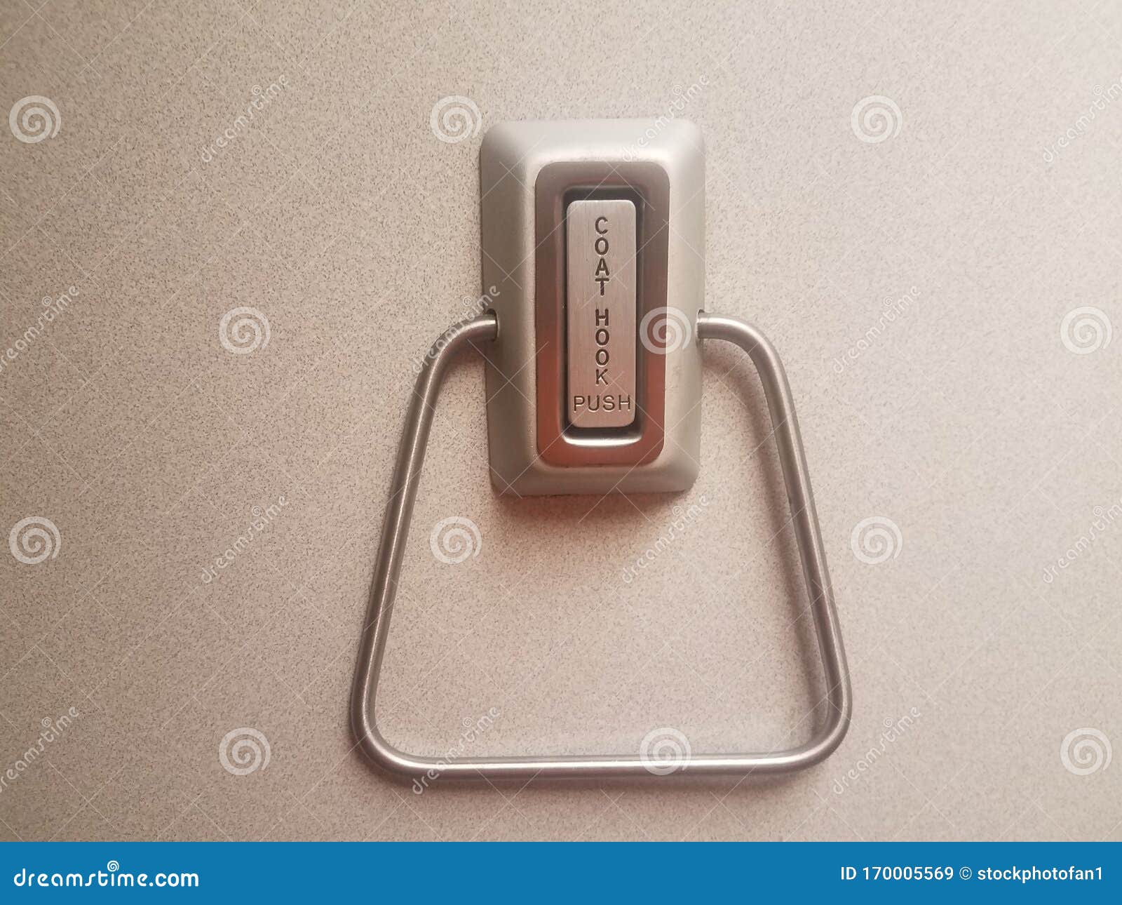 Metal Coat Hook with Push Sign on Wall Stock Image - Image of fixture ...