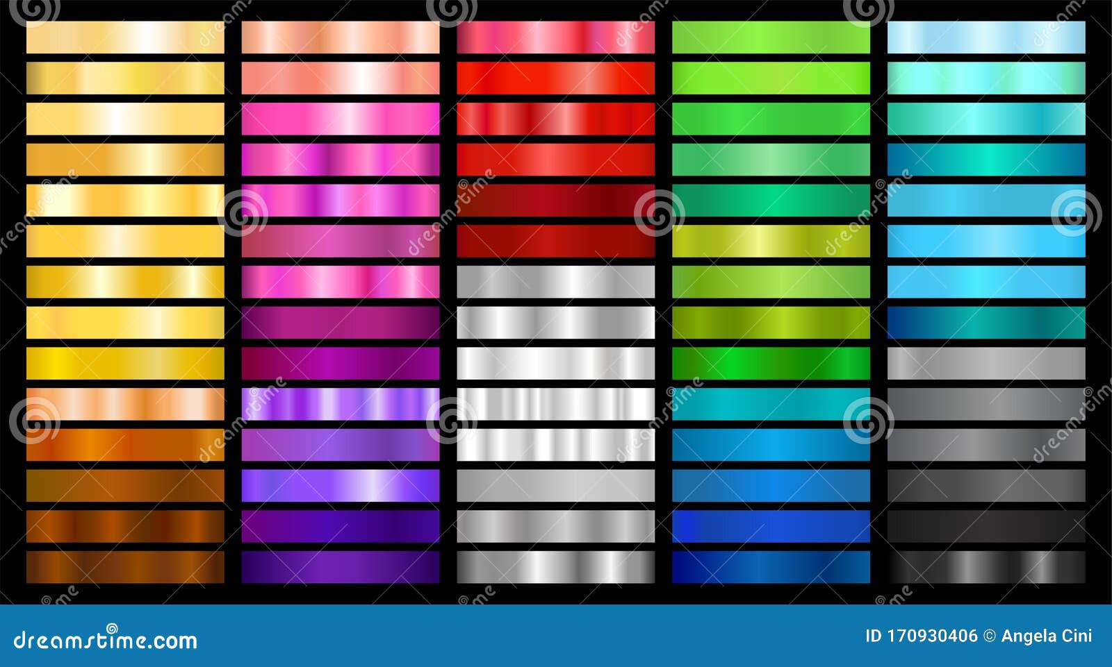 Metal and Color Gradient Collection of Swatches Stock Vector ...