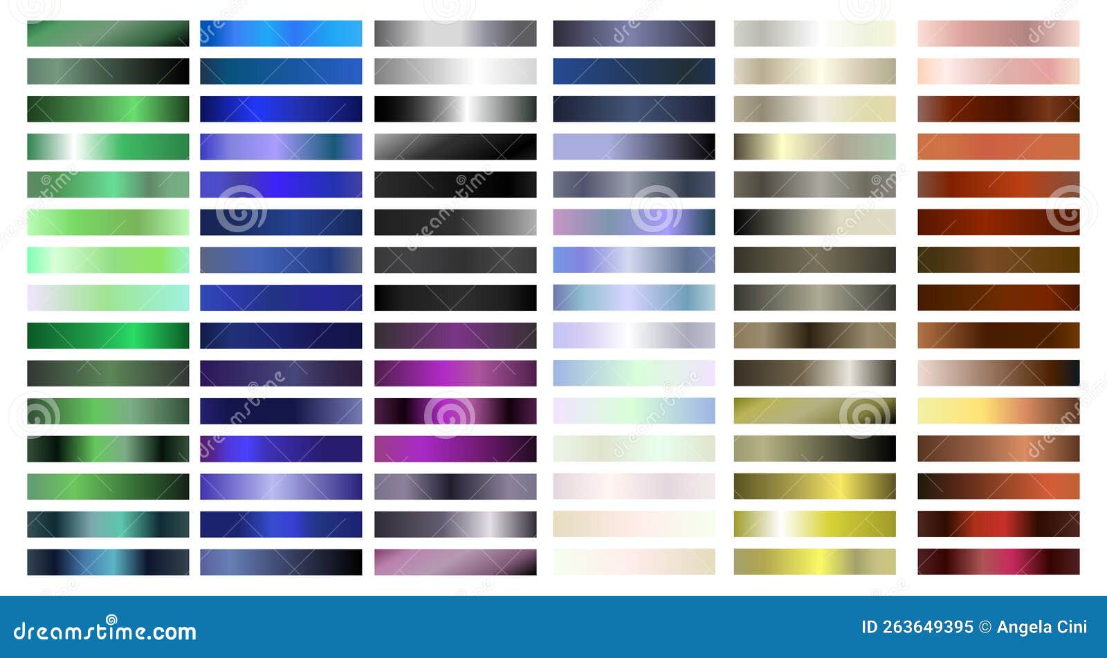 Metal and Color Gradient Collection of Swatches Stock Vector ...