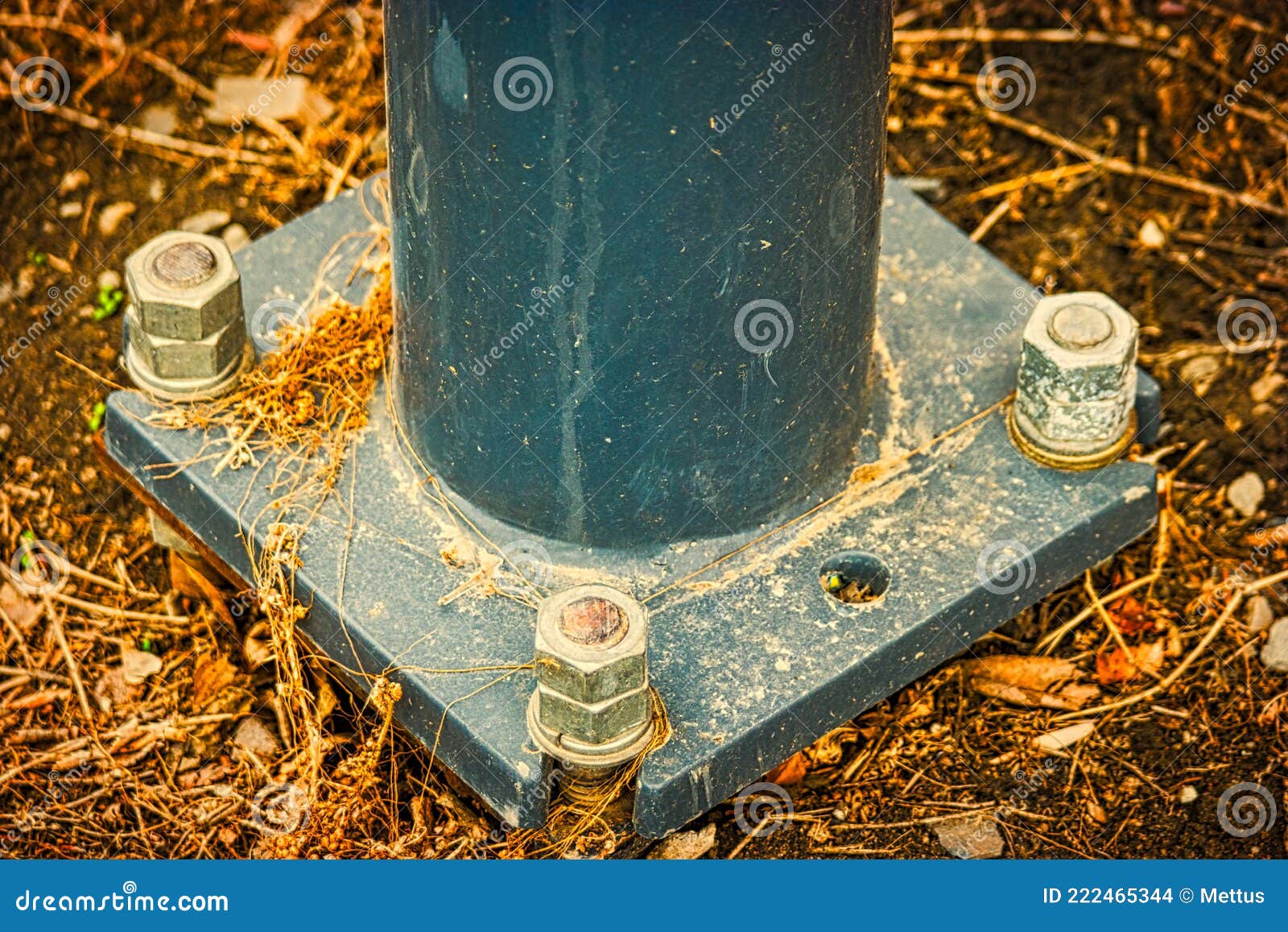 Metal Column Base or Pikllar with Big Nuts Mounted on the Ground Stock ...