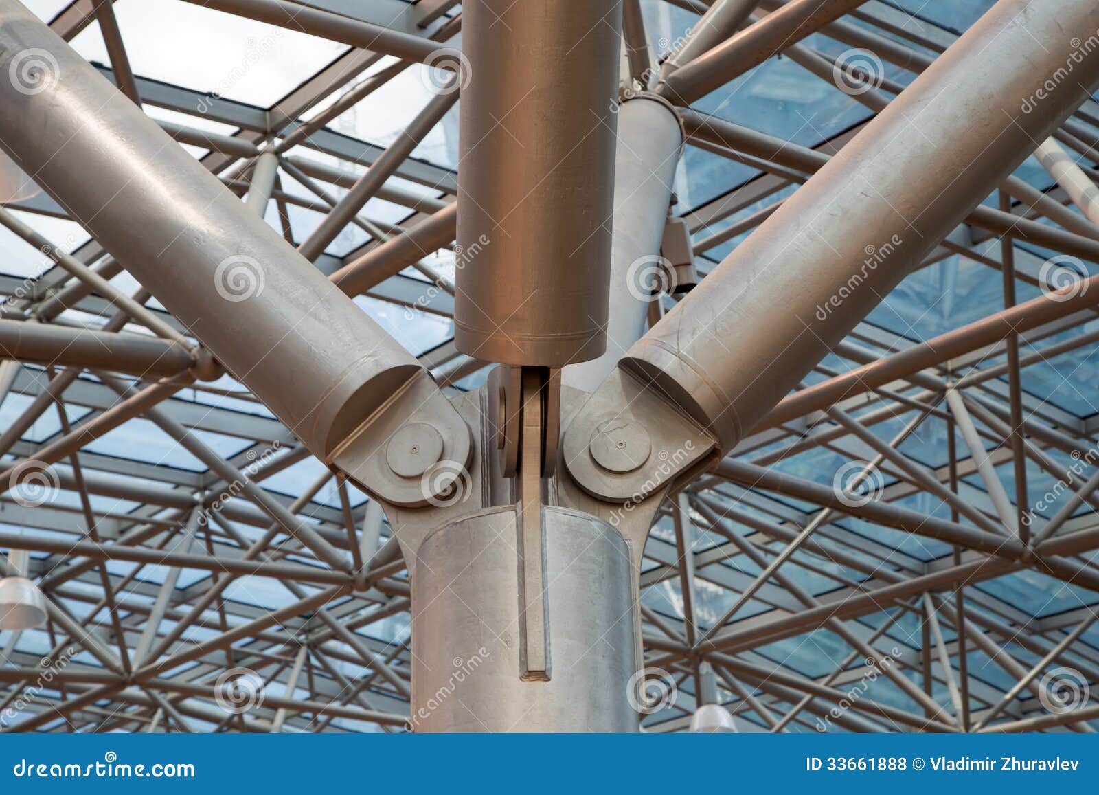 Metal Column In Modern Futuristic Architecture Stock Photography ...