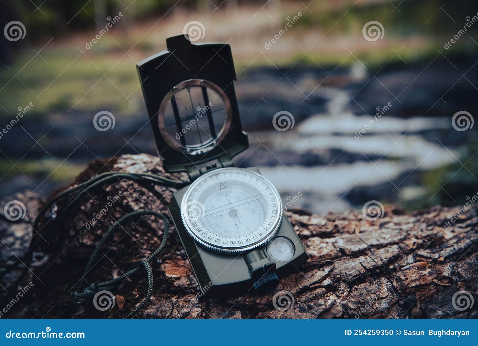 Metal compass in close-up stock photo. Image of guide - 254259350