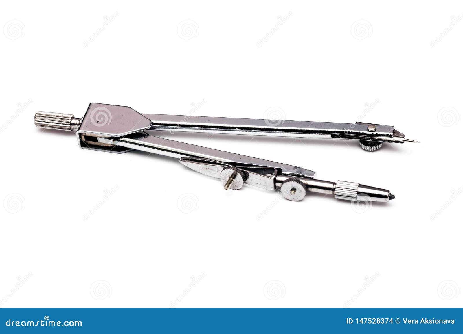 Metal Compass Closeup, Isolate on White Background Stock Photo - Image ...