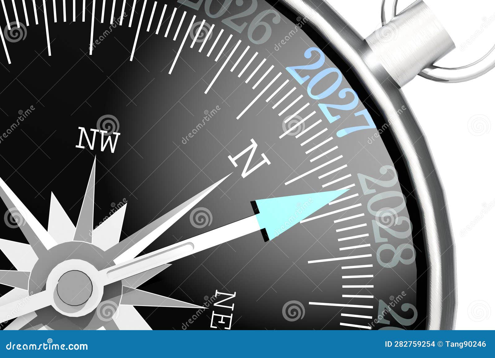 Metal Compass with Year 2027 on Black Surface Stock Illustration ...