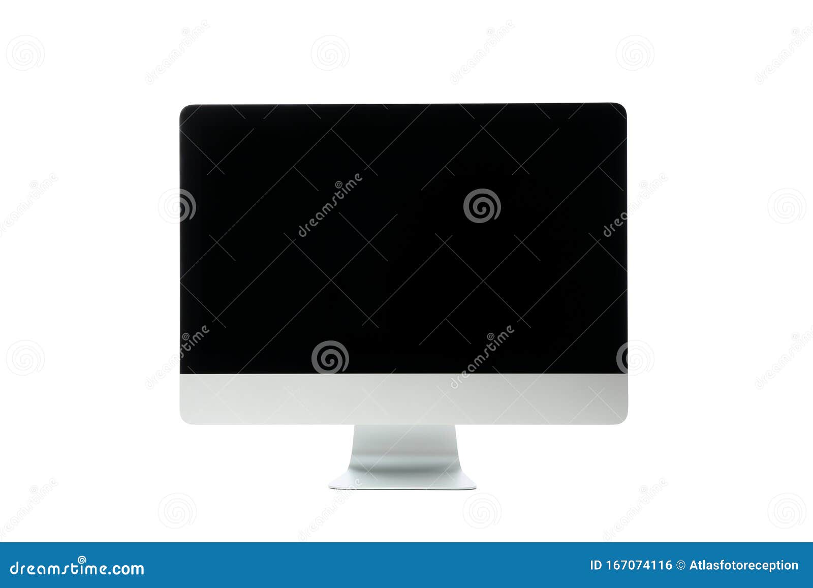 Metal Computer Isolated on Background. Black Empty Screen Stock Photo ...