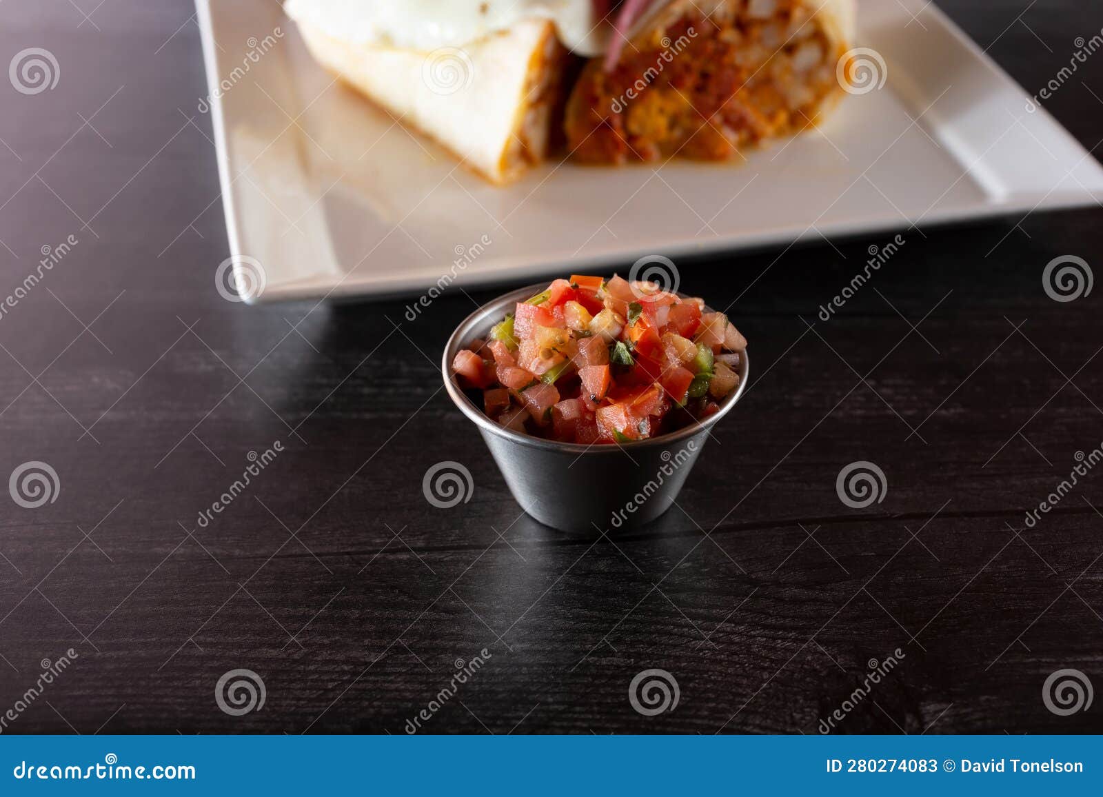 Metal Condiment Cup of Pico De Gallo Salsa Stock Image - Image of heat ...