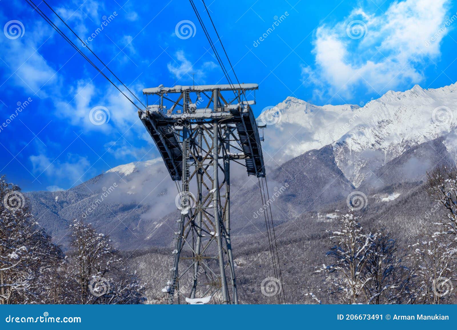 Metal Construction of Cable Car Lift Stock Image - Image of fira ...
