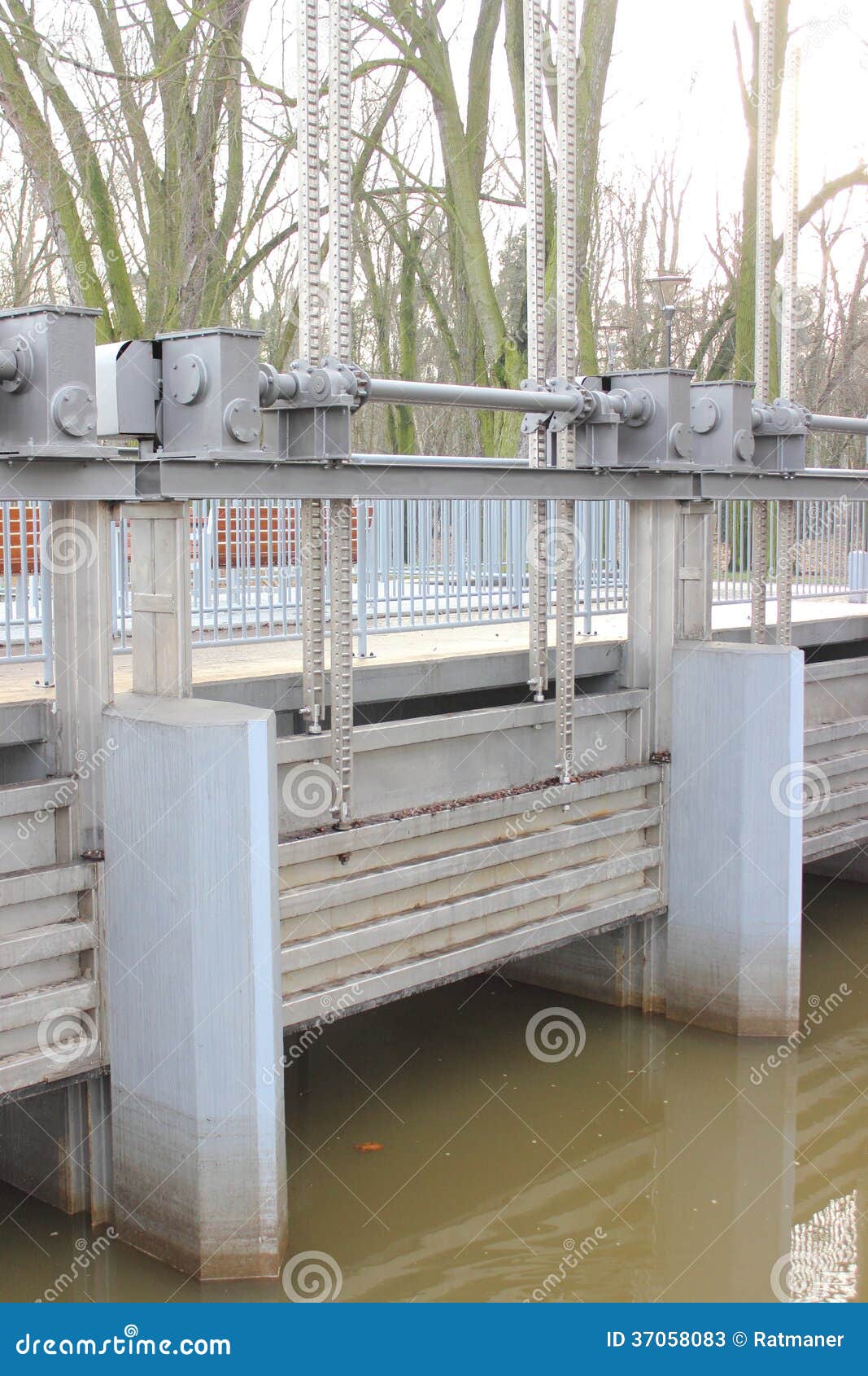 Metal Construction of Dam Water Stock Image - Image of spillway ...