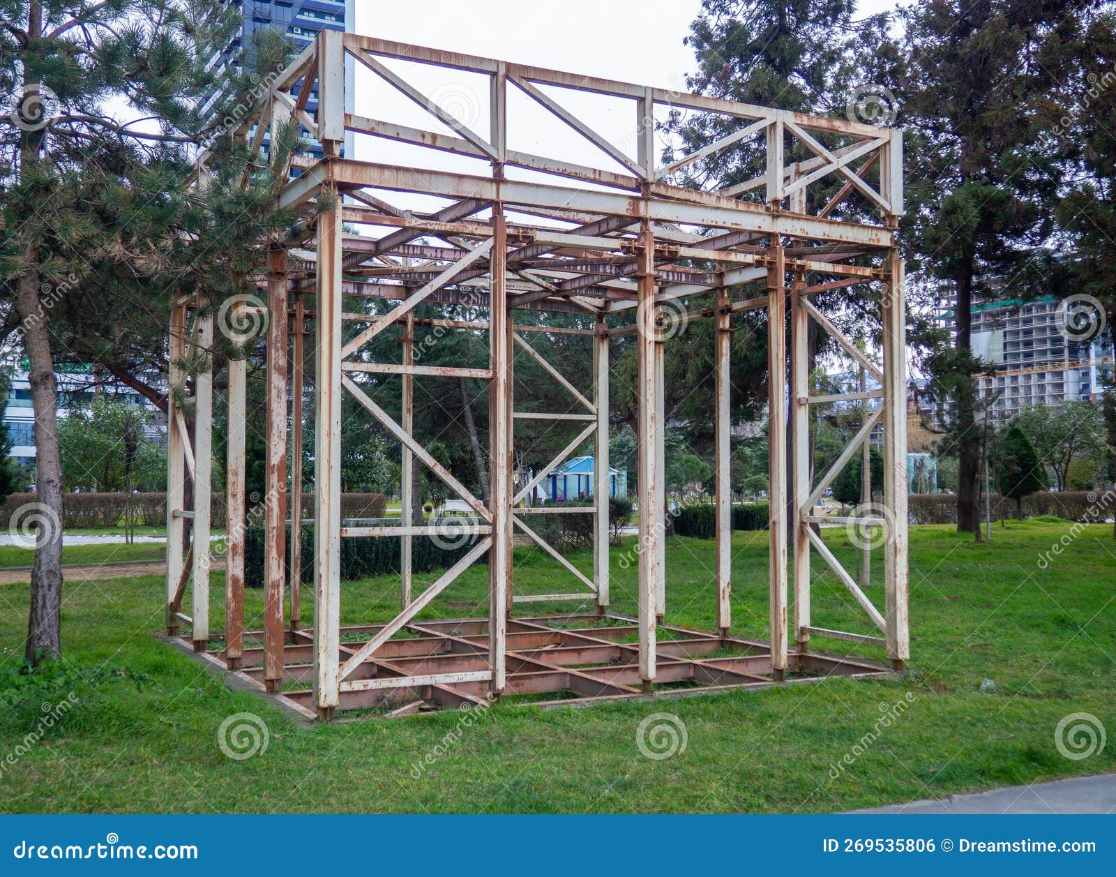 Metal Construction. Metal Frame Trade Tent Stock Photo - Image of dull ...