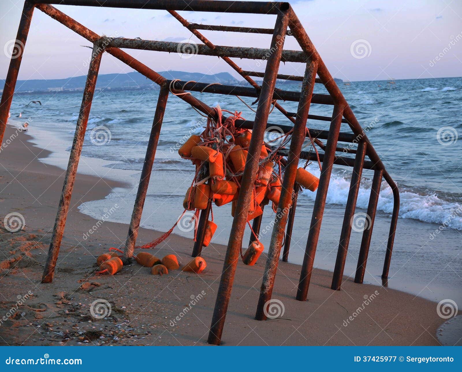 Metal Construction on the Sea Shore Stock Image - Image of rusty, shore ...