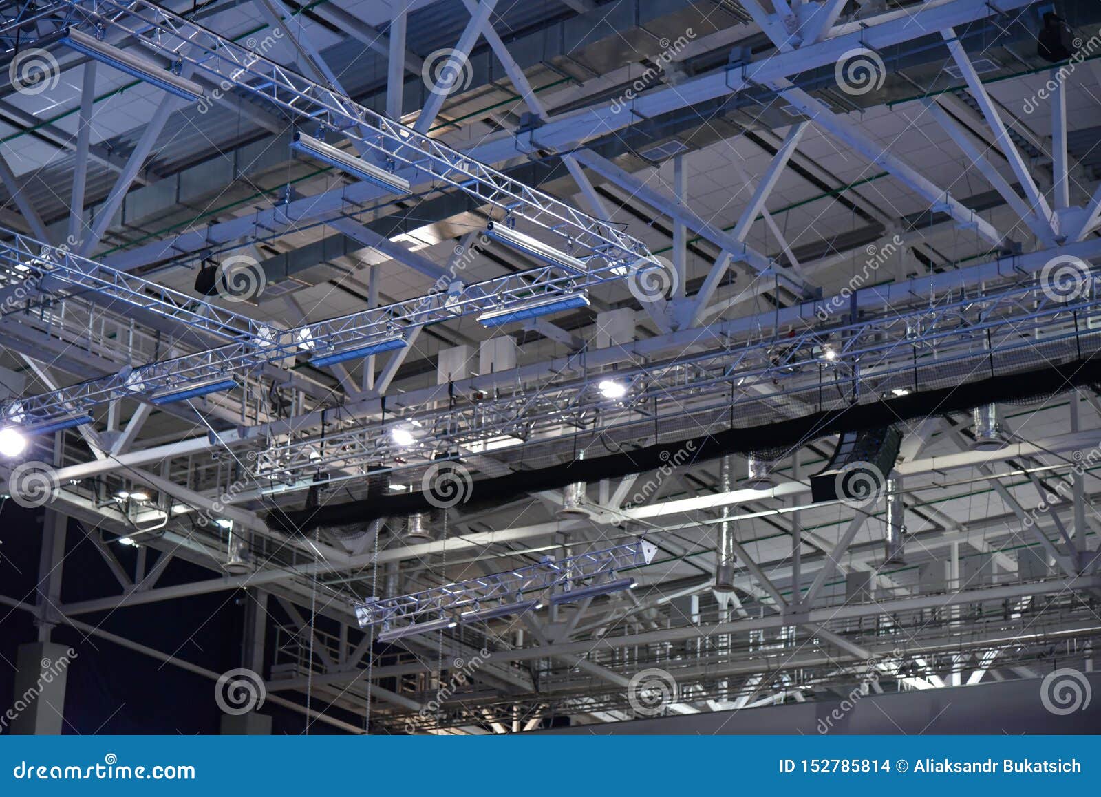 Metal Construction Under the Roof of the Building Stock Photo - Image ...