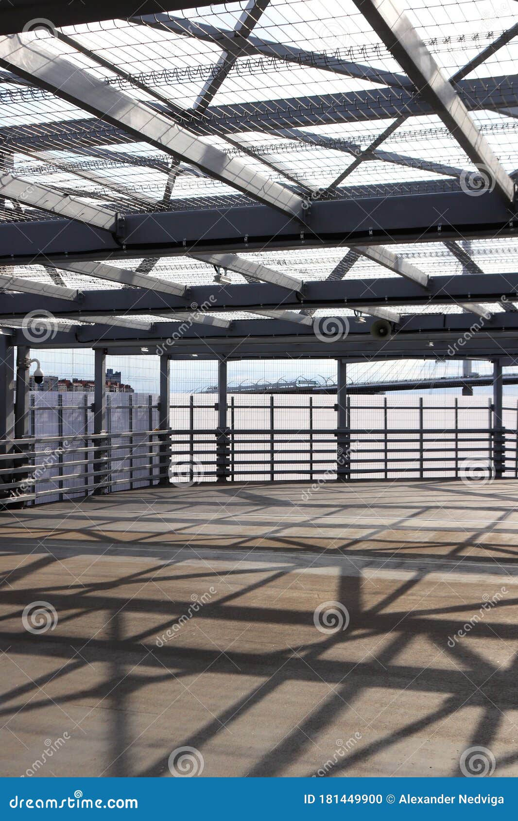 Metal Constructions Barriers with Protective Cells Stock Photo - Image ...