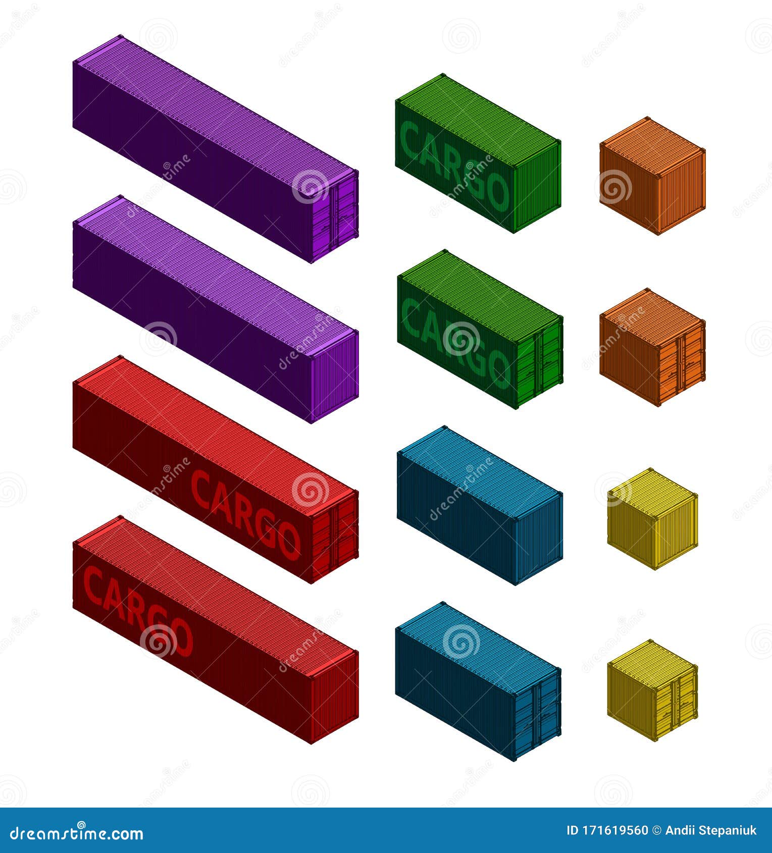 Metal Containers for Transportation Set Stock Vector - Illustration of ...