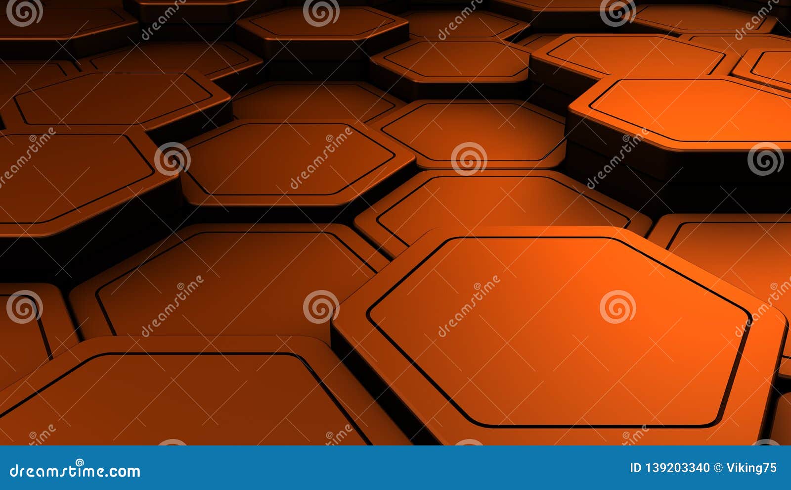 Metal Copper Abstract Hexagons Background, 3d Render Stock Illustration ...
