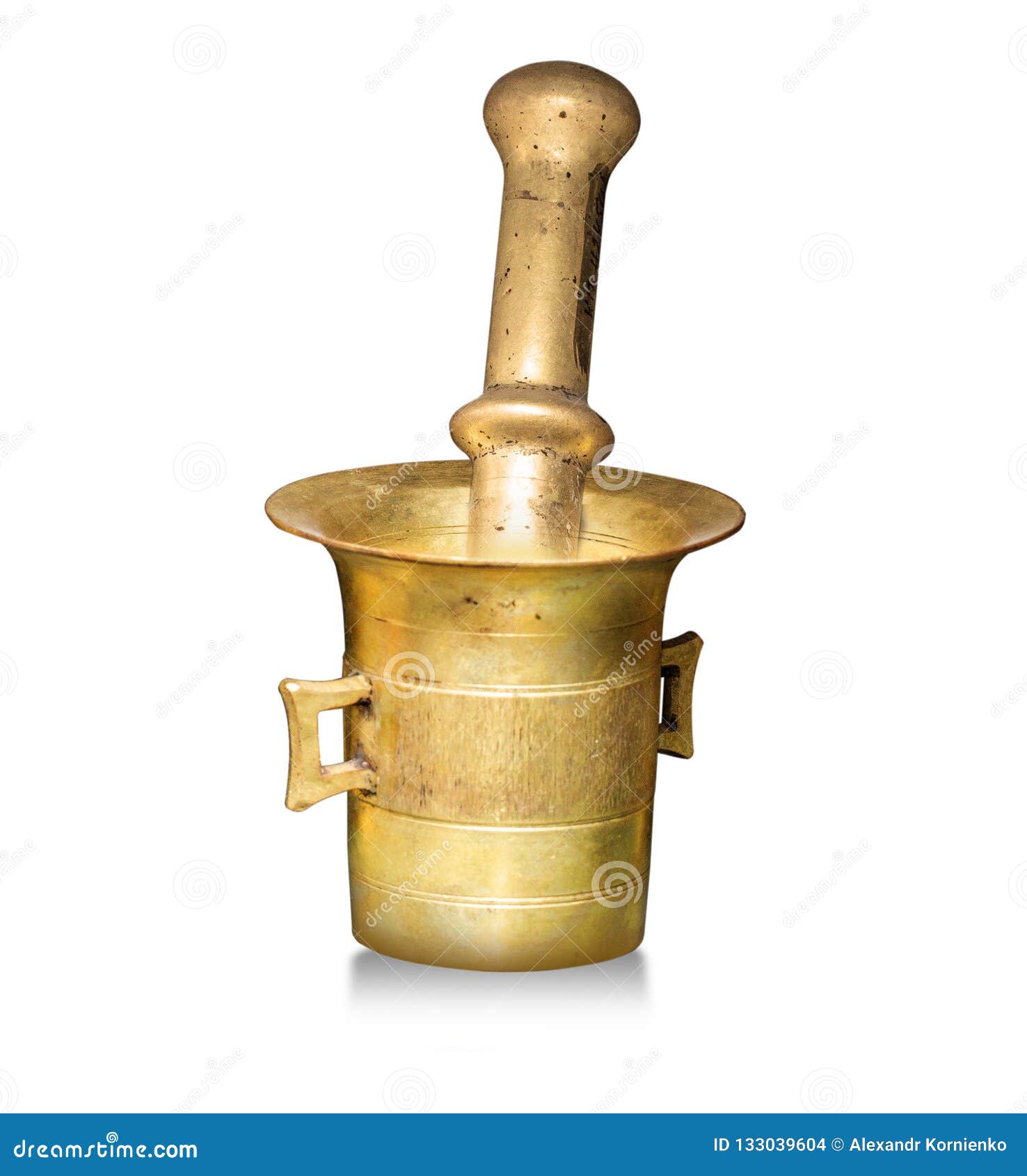 Metal Copper Mortar and Pestle Isolated on White Stock Photo - Image of ...