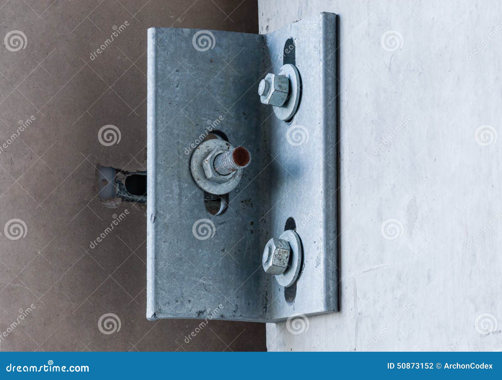 Metal Corner Bracket on Concrete Wall Stock Photo - Image of gray ...