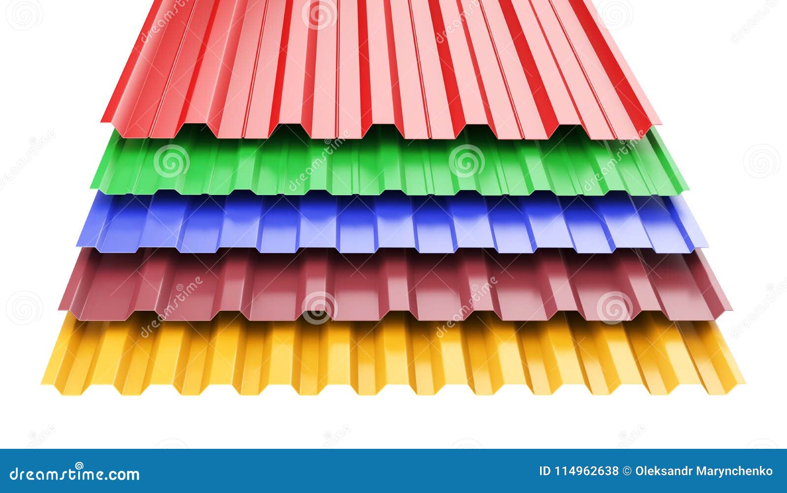 Metal Corrugated Roof Sheets Stack Front View, with Various Colo Stock ...