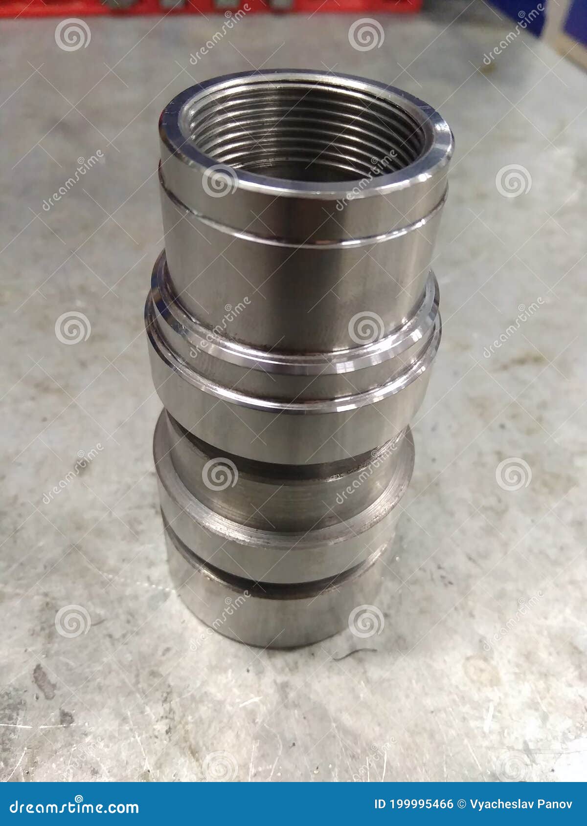 Metal coupling with thread stock photo. Image of iron - 199995466
