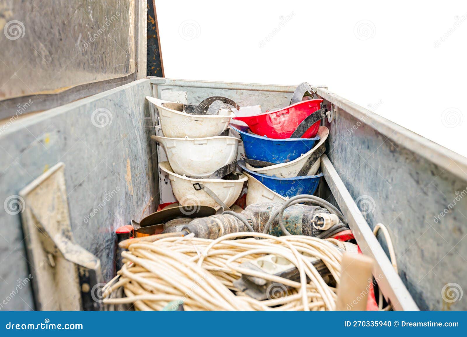 Metal Crate Full of Various Tools at the Building Site Stock Photo ...