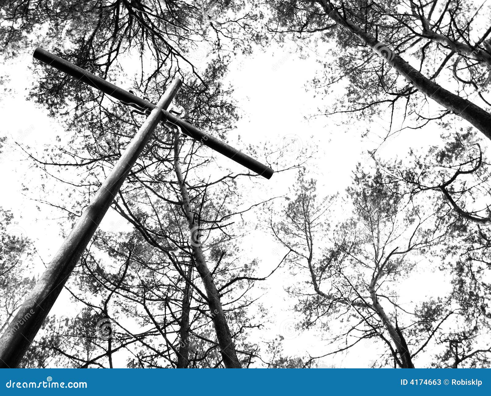 Metal cross and trees stock image. Image of religious - 4174663