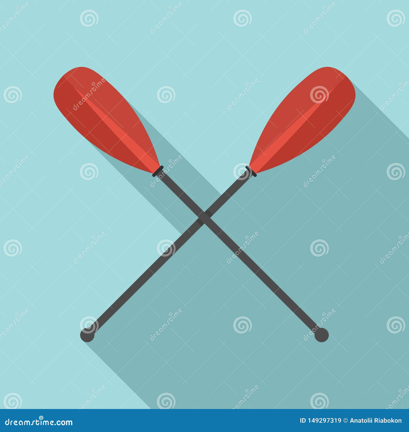 Metal Crossed Oars Icon, Flat Style Stock Vector - Illustration of ...