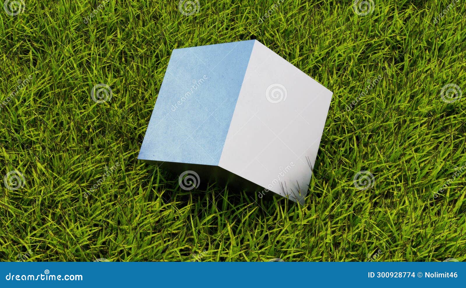 Metal cube in grass stock illustration. Illustration of metallic ...