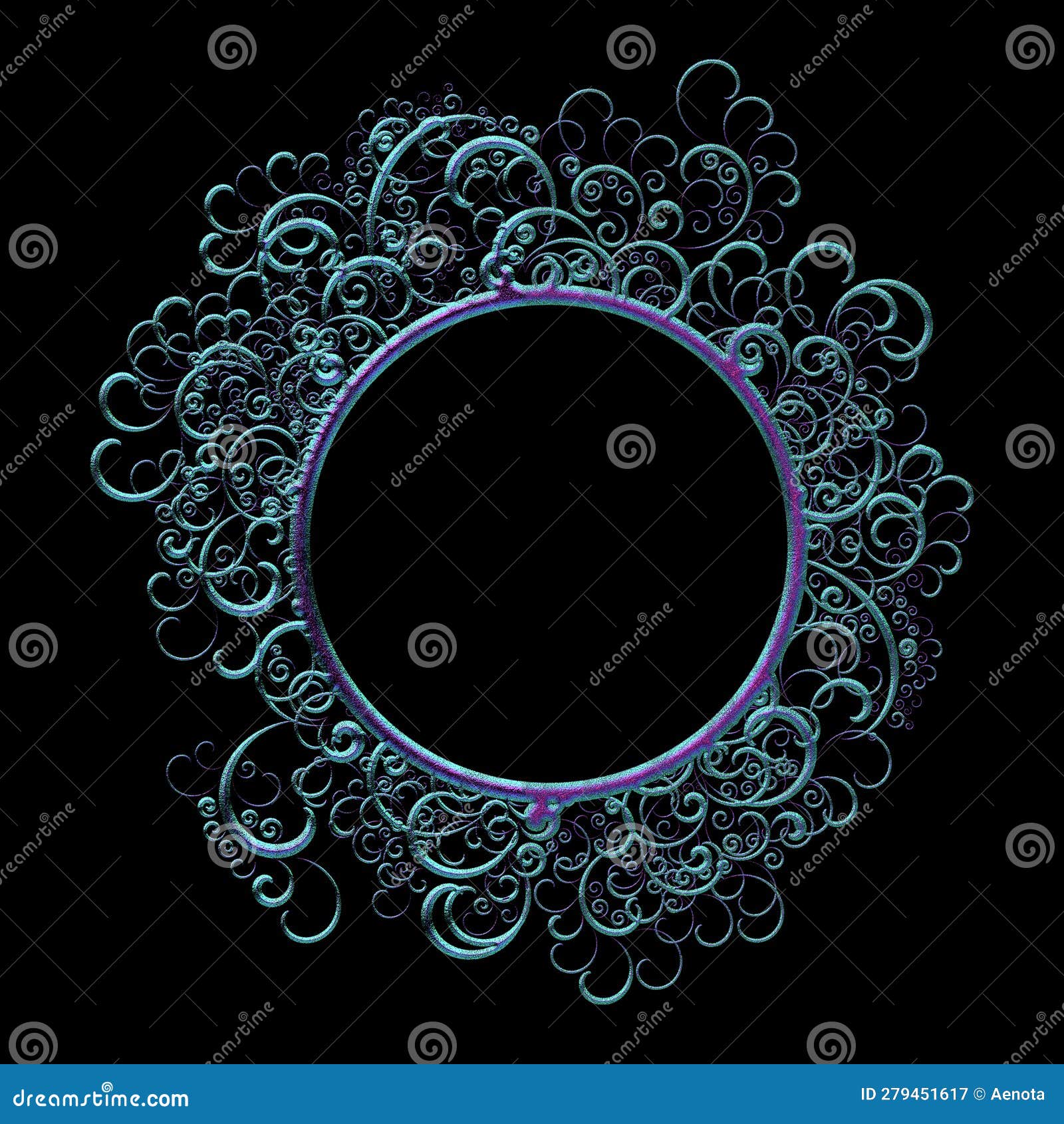 Metal curl round frame stock illustration. Illustration of waved ...
