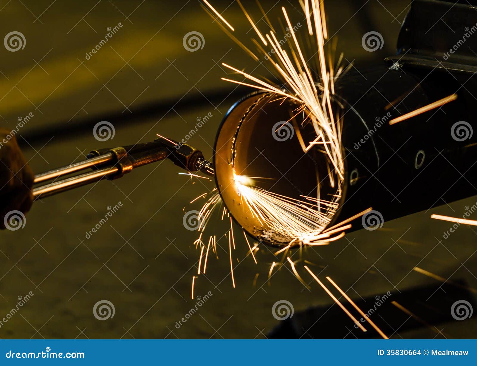 Metal Cutting with Acetylene Torch Stock Photo - Image of fire, collar ...