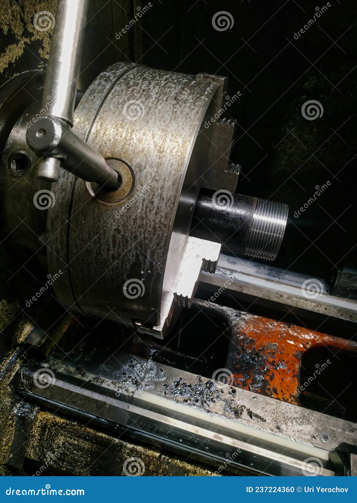 Metal Cutting on a Universal CNC Machine Close-up Stock Photo - Image ...