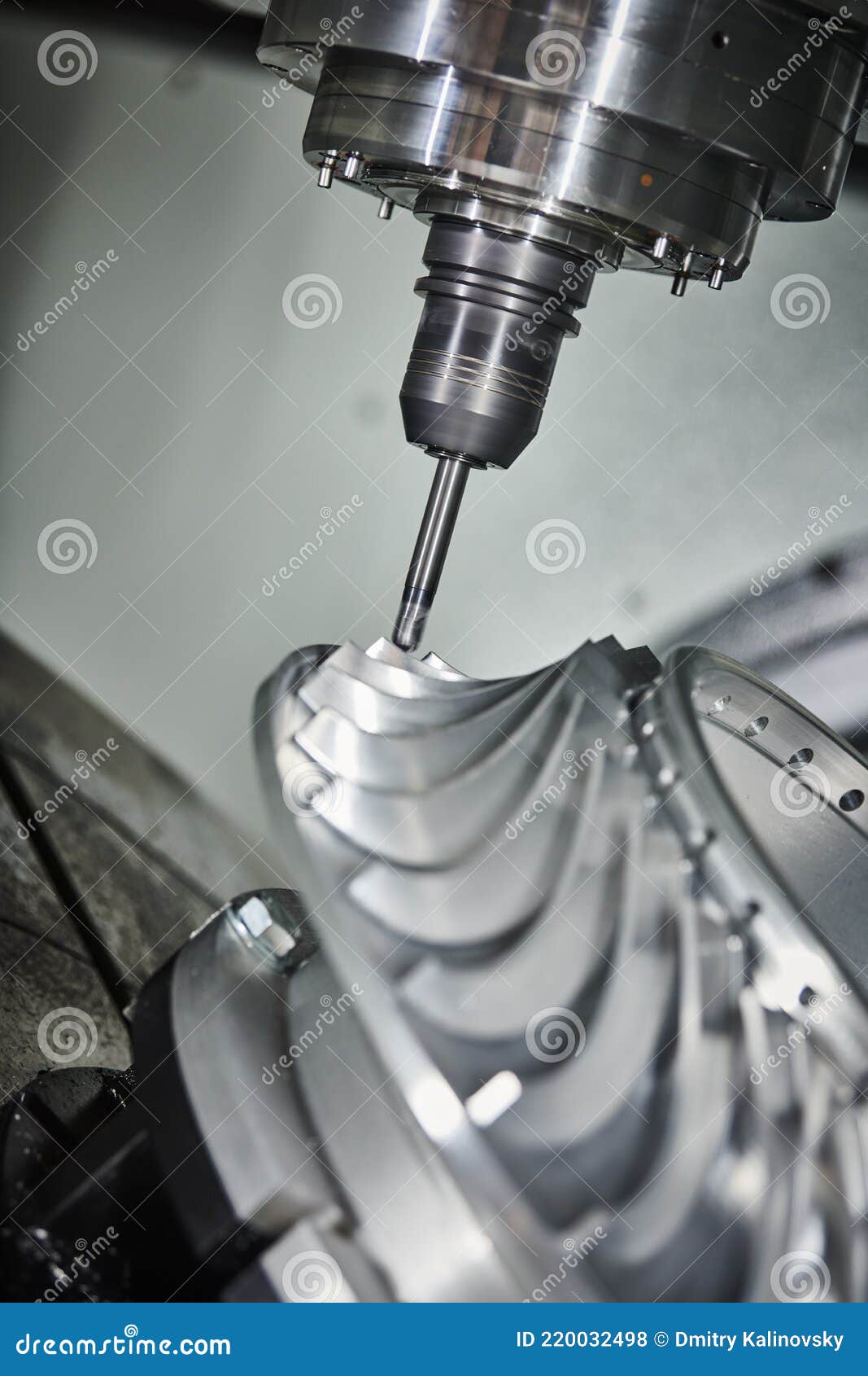 CNC Milling Machine Work. Metal Processing Impeller Stock Photo - Image ...