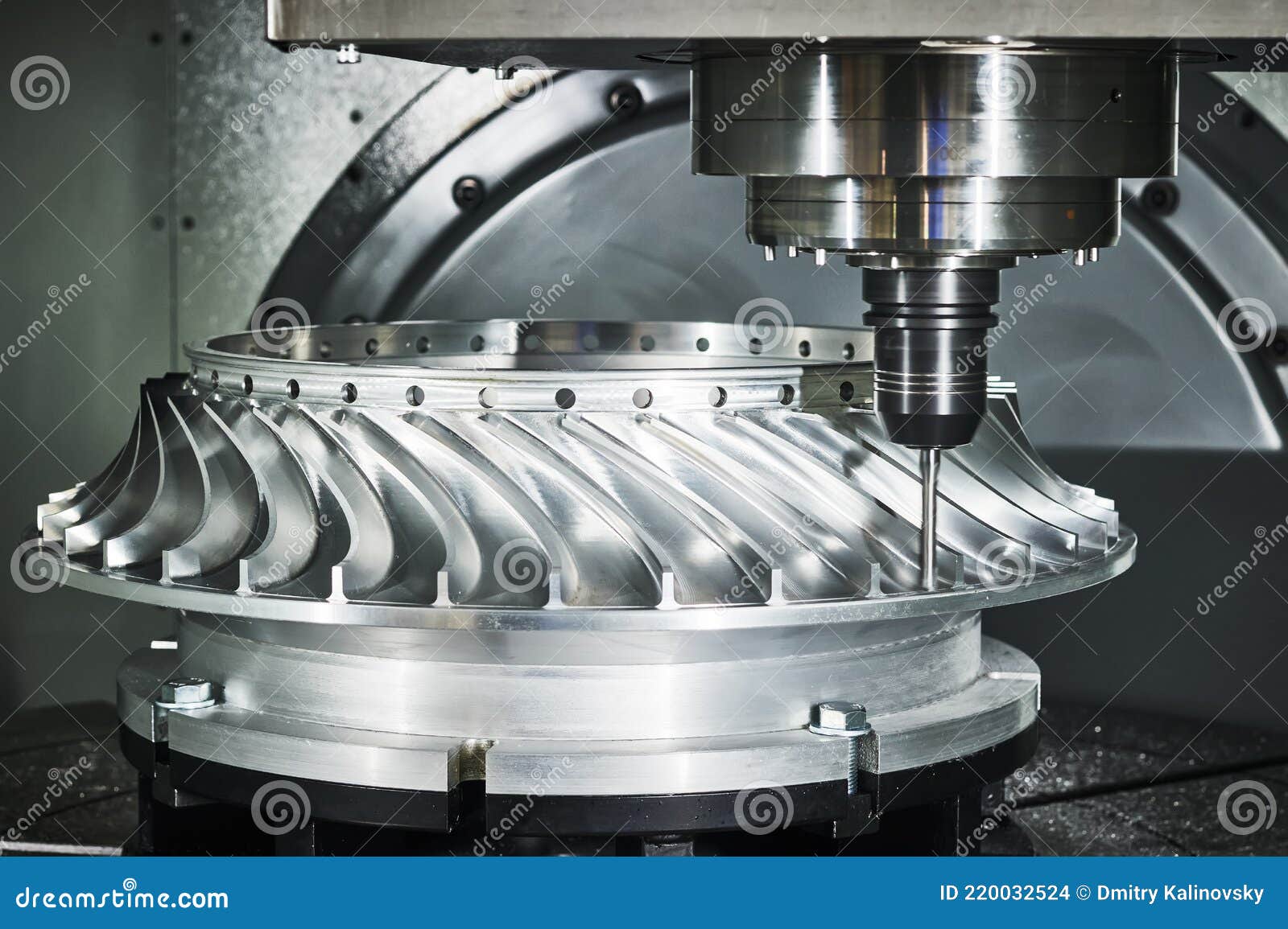 CNC Milling Machine Work. Metal Processing Impeller Stock Photo - Image ...