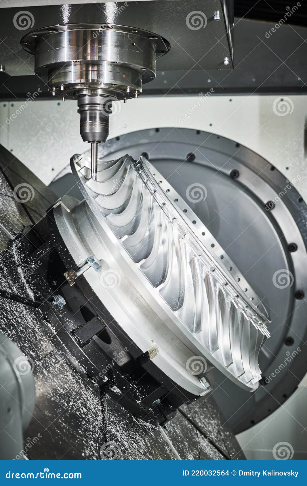 CNC Milling Machine Work. Metal Processing Impeller Stock Photo - Image ...